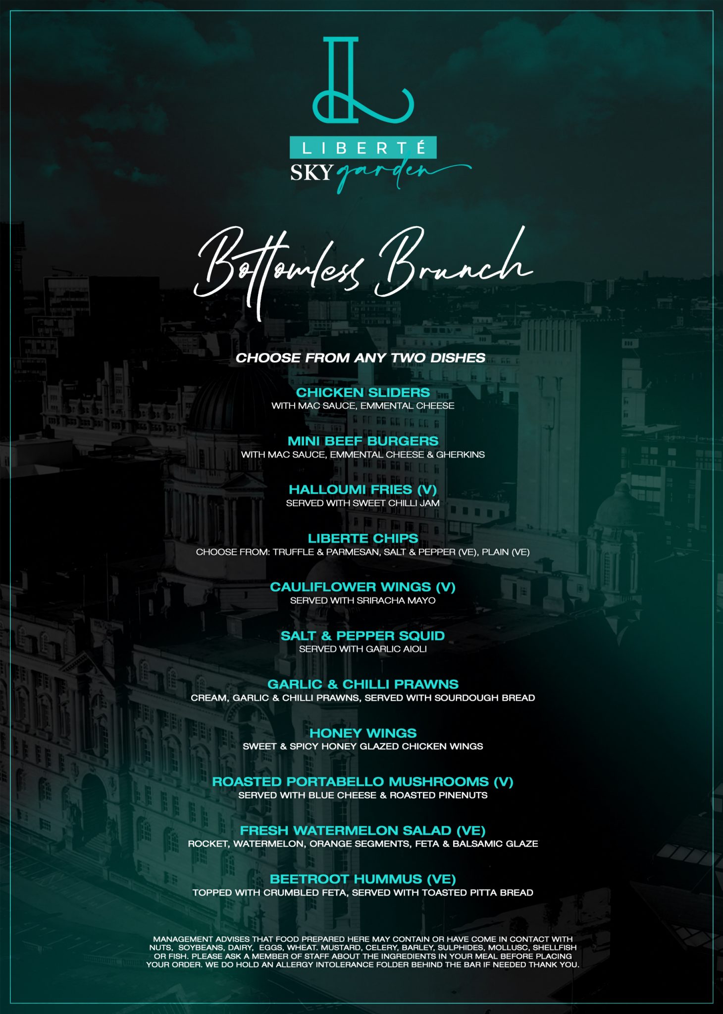 Menu - Liberté Sky Garden