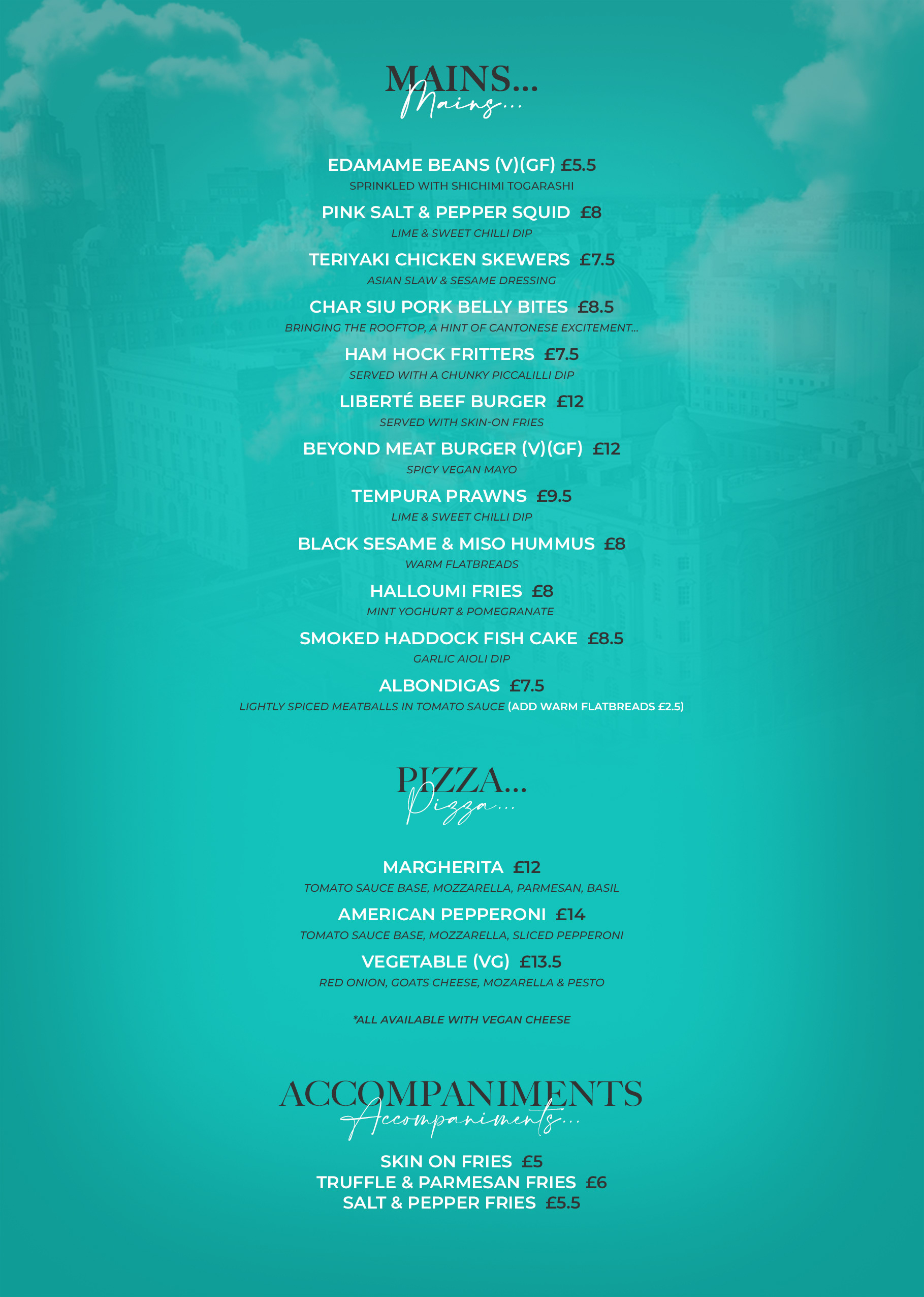 Menu - Liberté Sky Garden