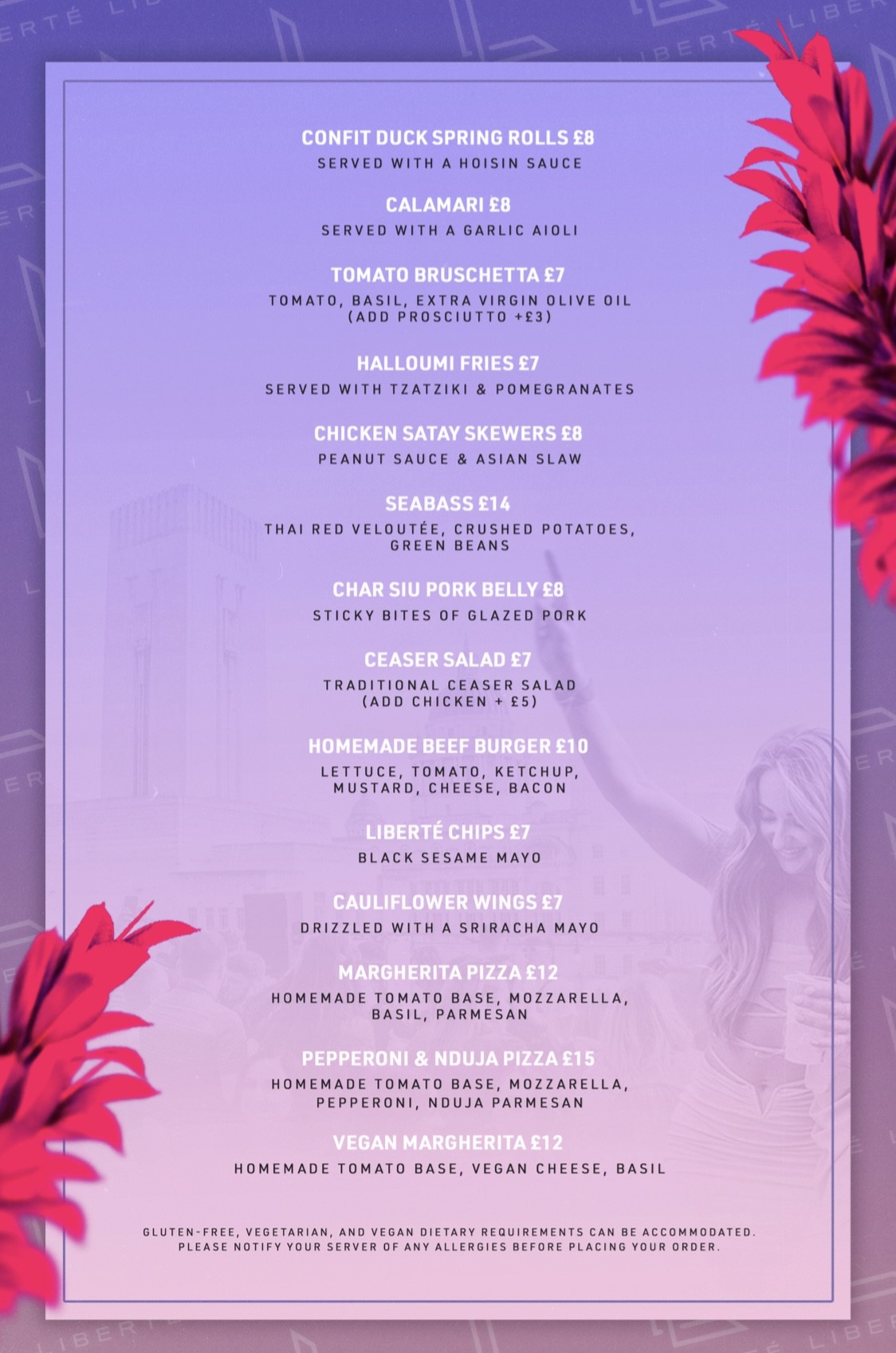 Menu - Liberté Sky Garden